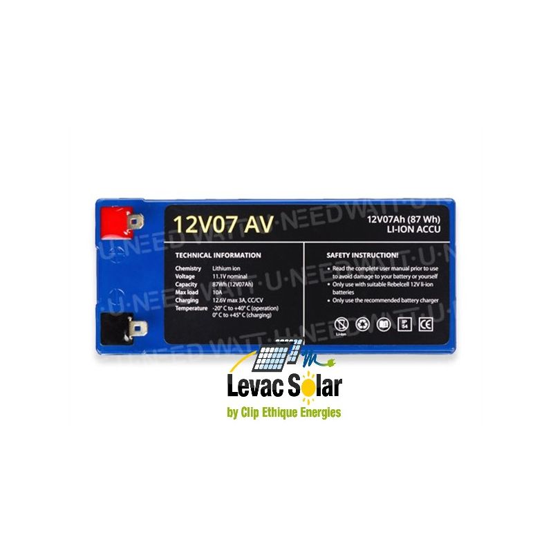 RebelCell Batterie Lithium 12V 7Ah - 7AV - Levac solar